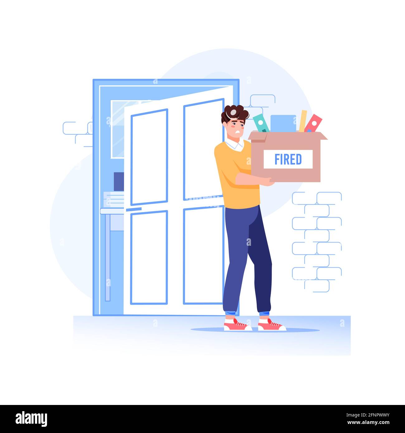 Flat cartoon employee character,work dismissal vector illustration ...