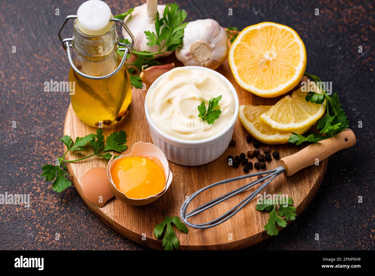 Homemade mayonnaise sauce with ingredient Stock Photo - Alamy