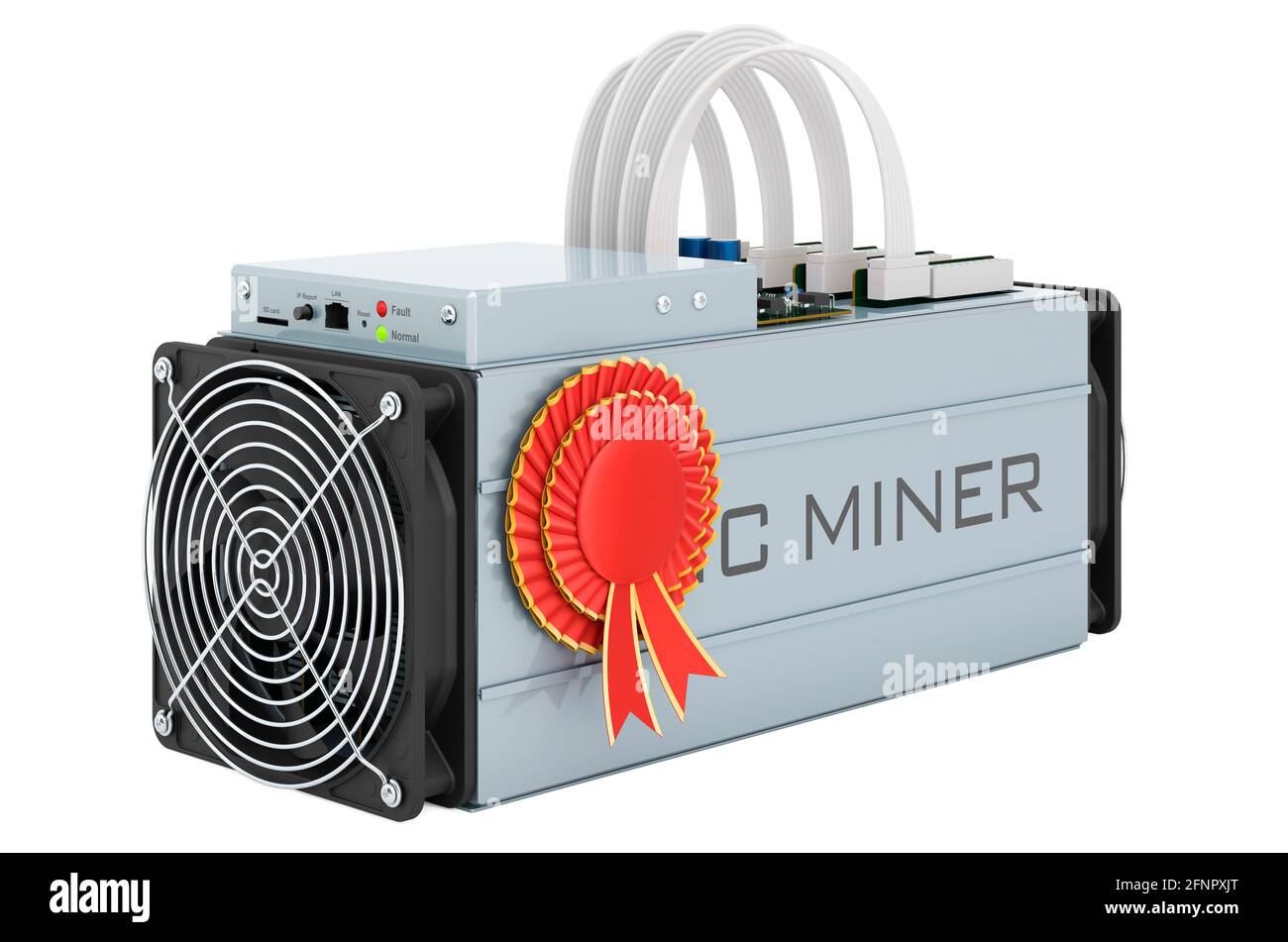 ASIC miner with best choice badge, 3D rendering isolated on white background Stock Photo - Alamy