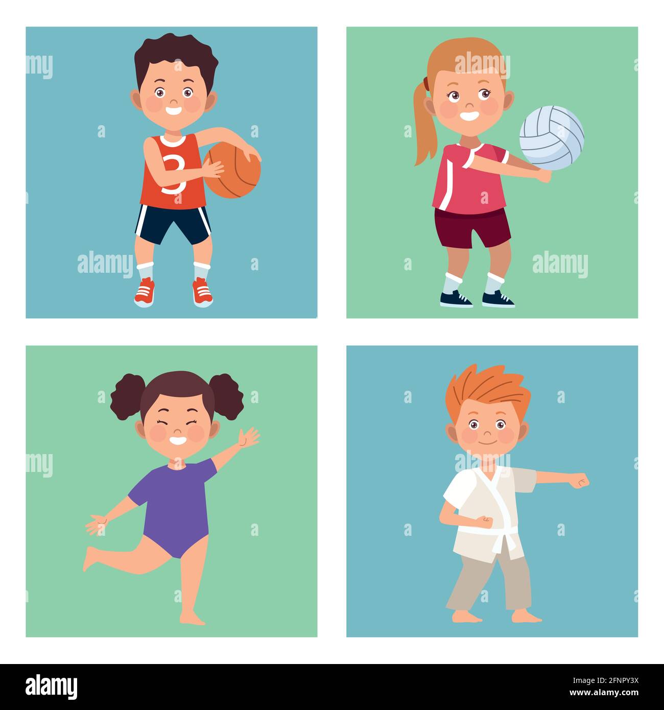 Four people children Stock Vector Images - Alamy