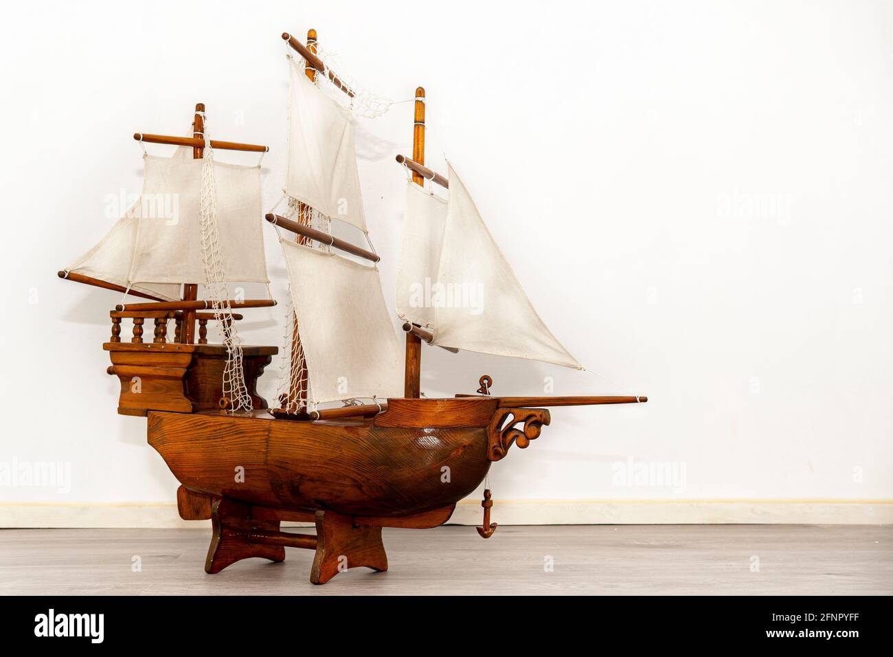 Model of Wooden Sailing Ship for decoration. Classic and vintage ...