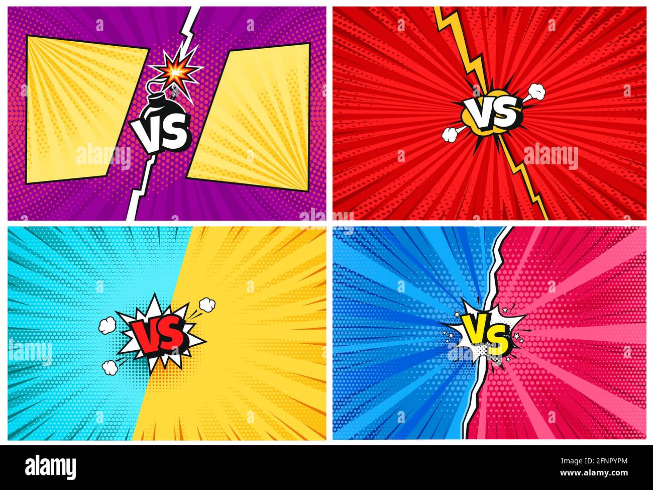 Versus Cartoon Comic Vs Challenge Backgrounds With Lightning Halftone