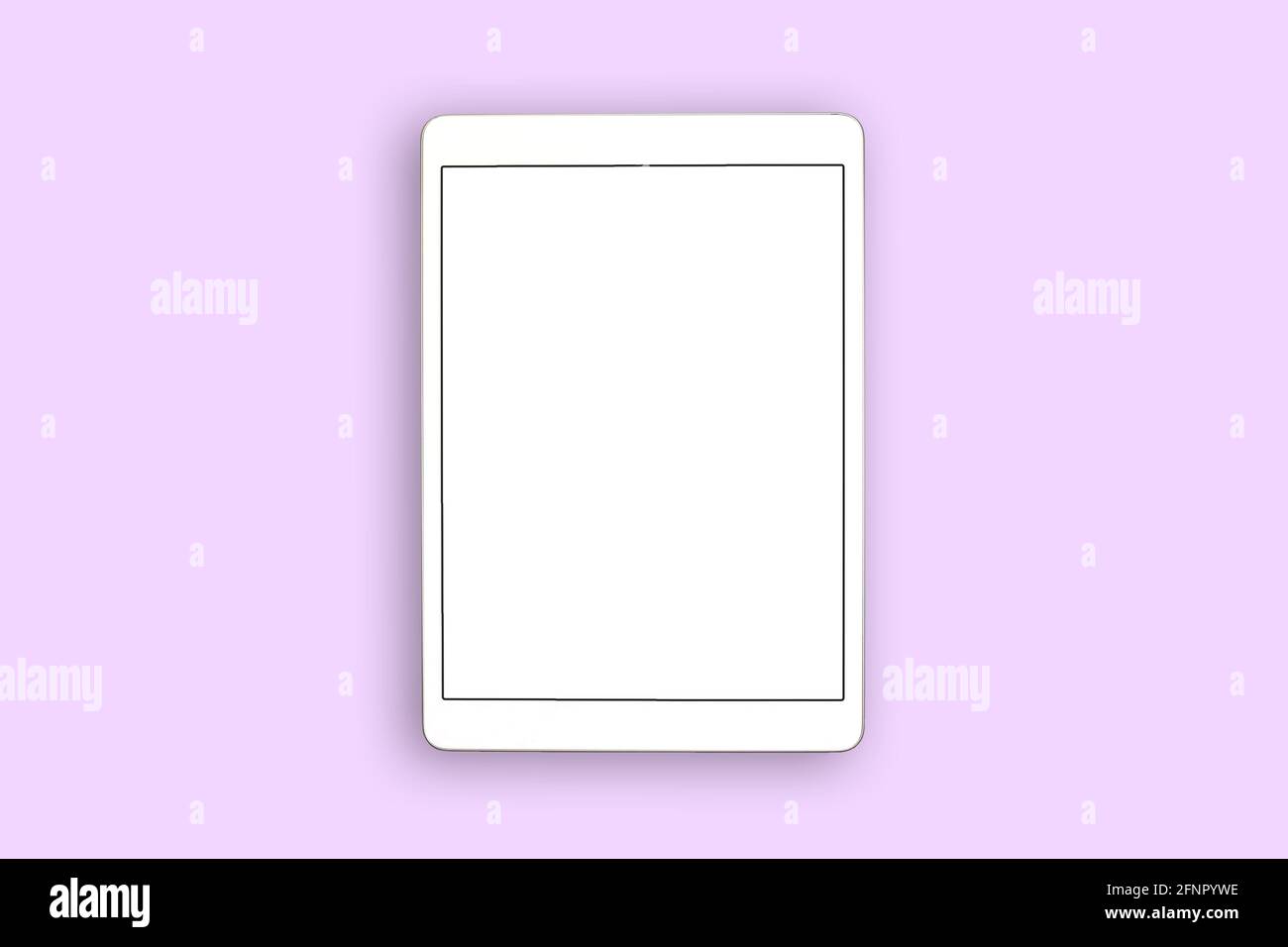Tablet mockup with white screen on pastel colorful flat lay background ...