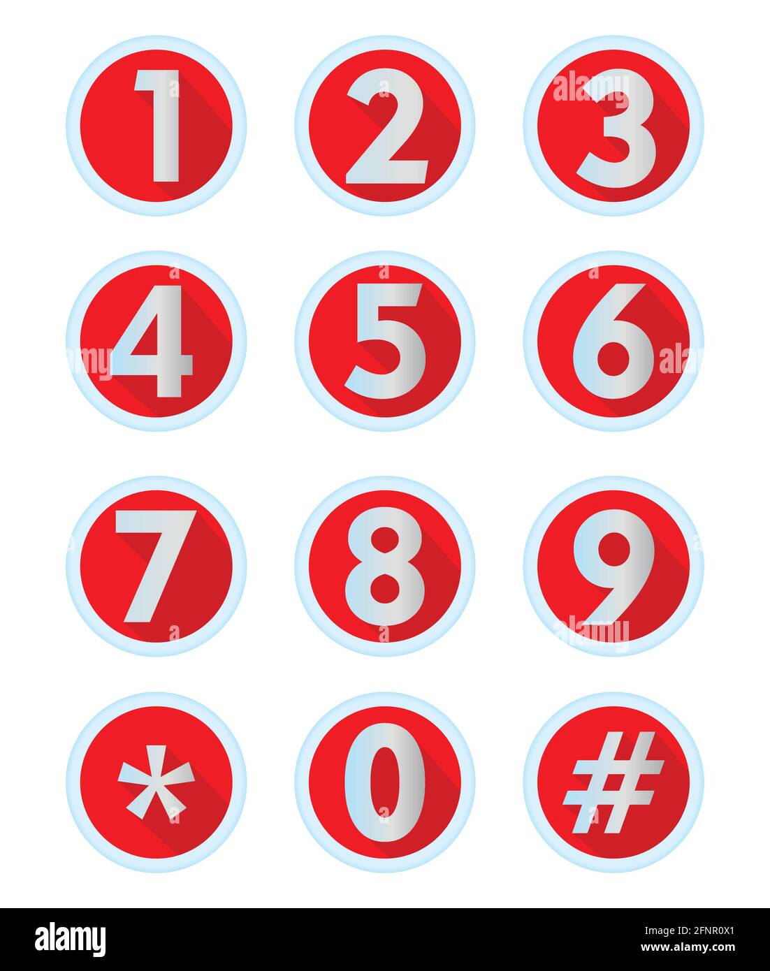 A set of numbers and computer symbols in modern flat design, metallic ...