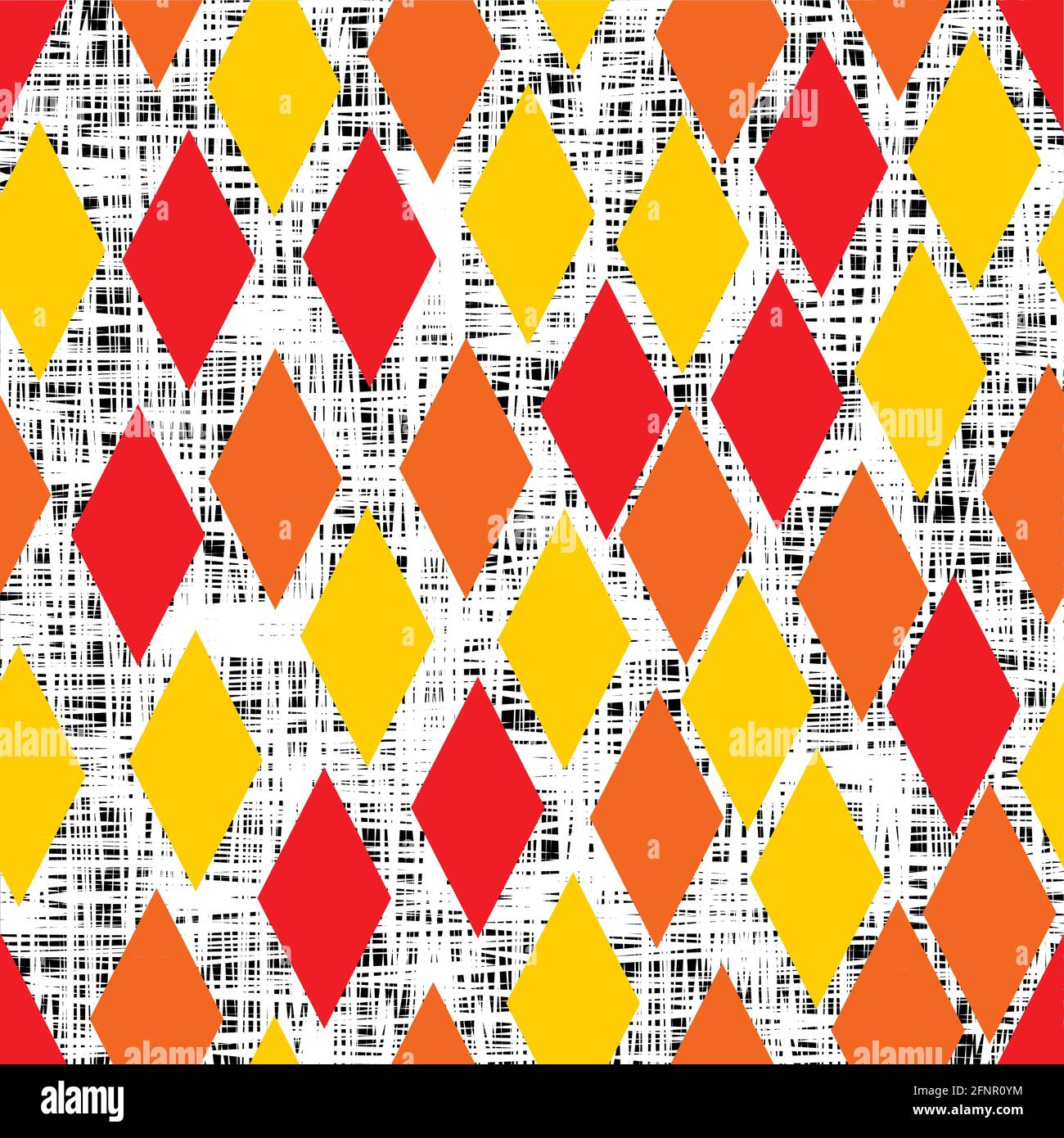 Modern seamless background tile with yellow, orange and red rhombus on ...