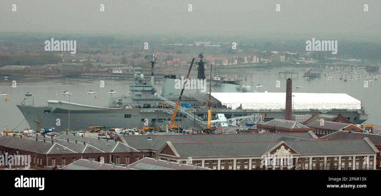 HMS Invincible, Portsmouth Naval Dockyard,09/11/04 The wreckage of a ...