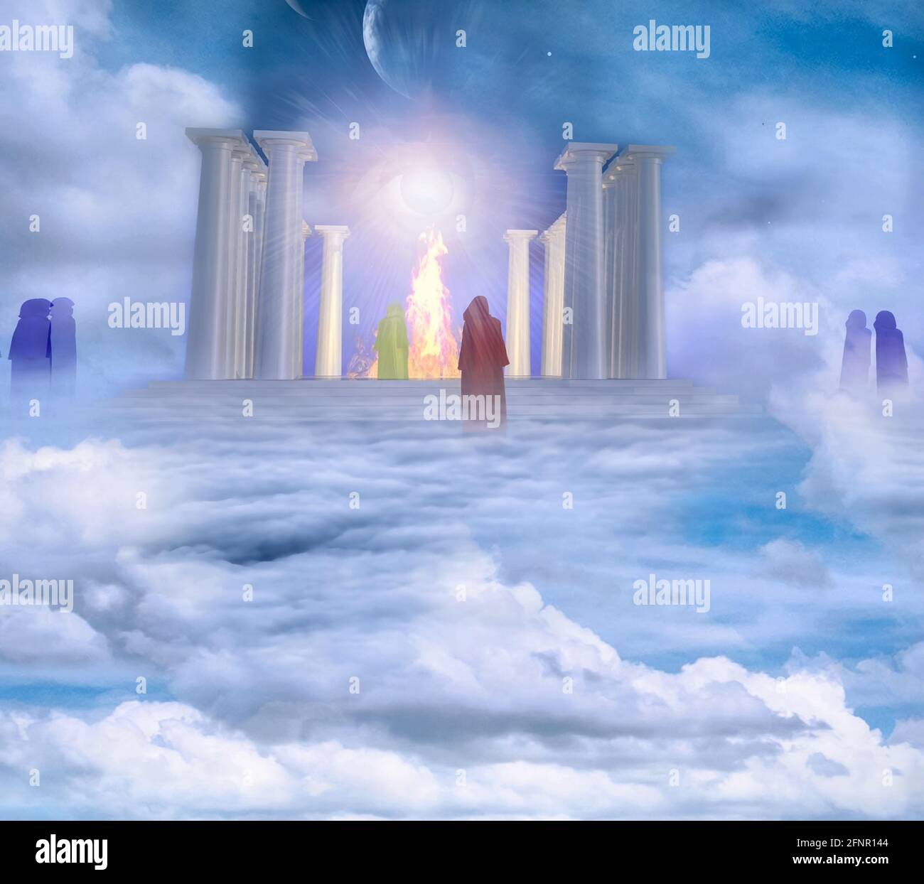 Temple of fire and mystic priests. 3D rendering Stock Photo - Alamy