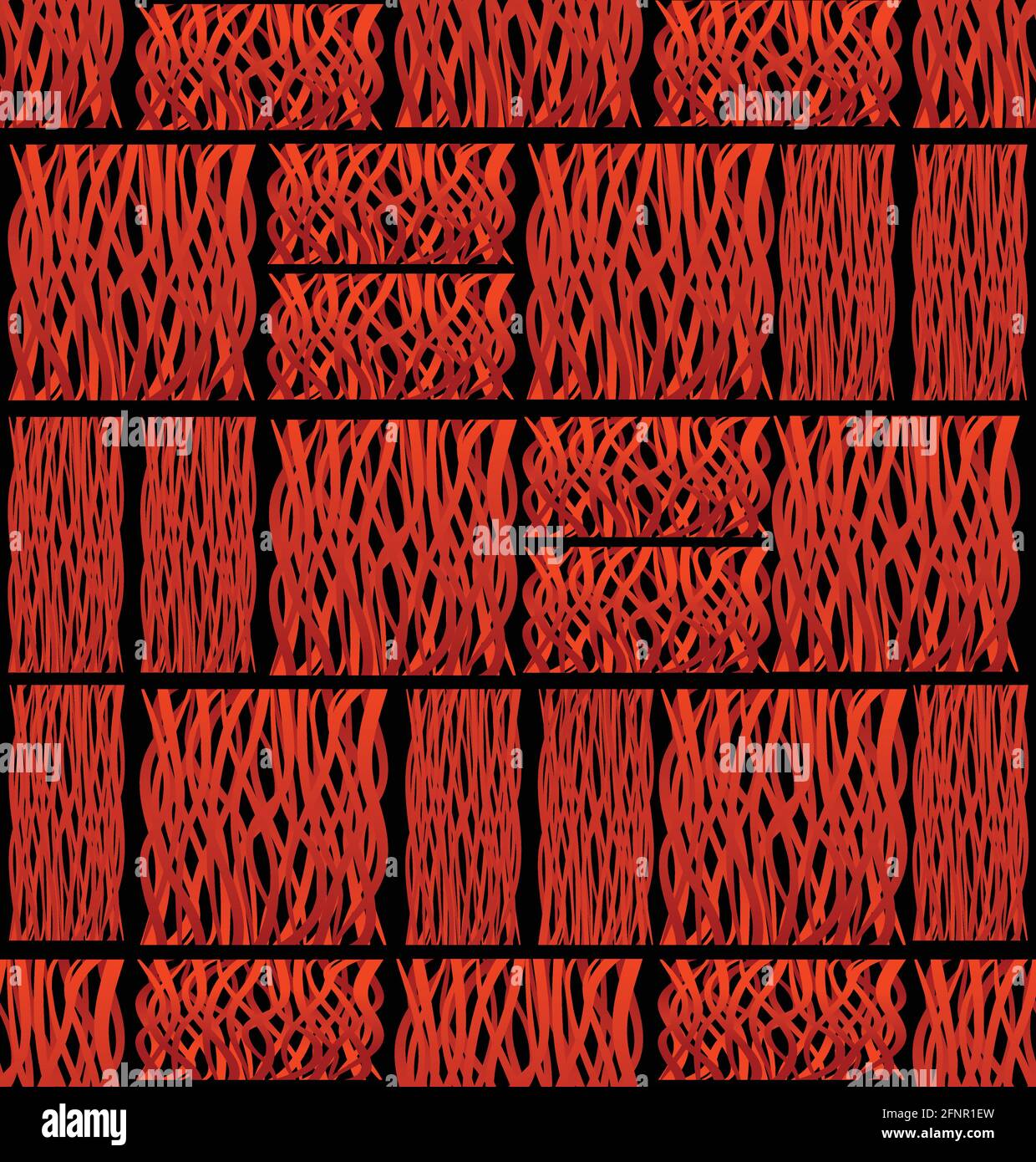 Modern abstract background tile with red square line patterns on black ...