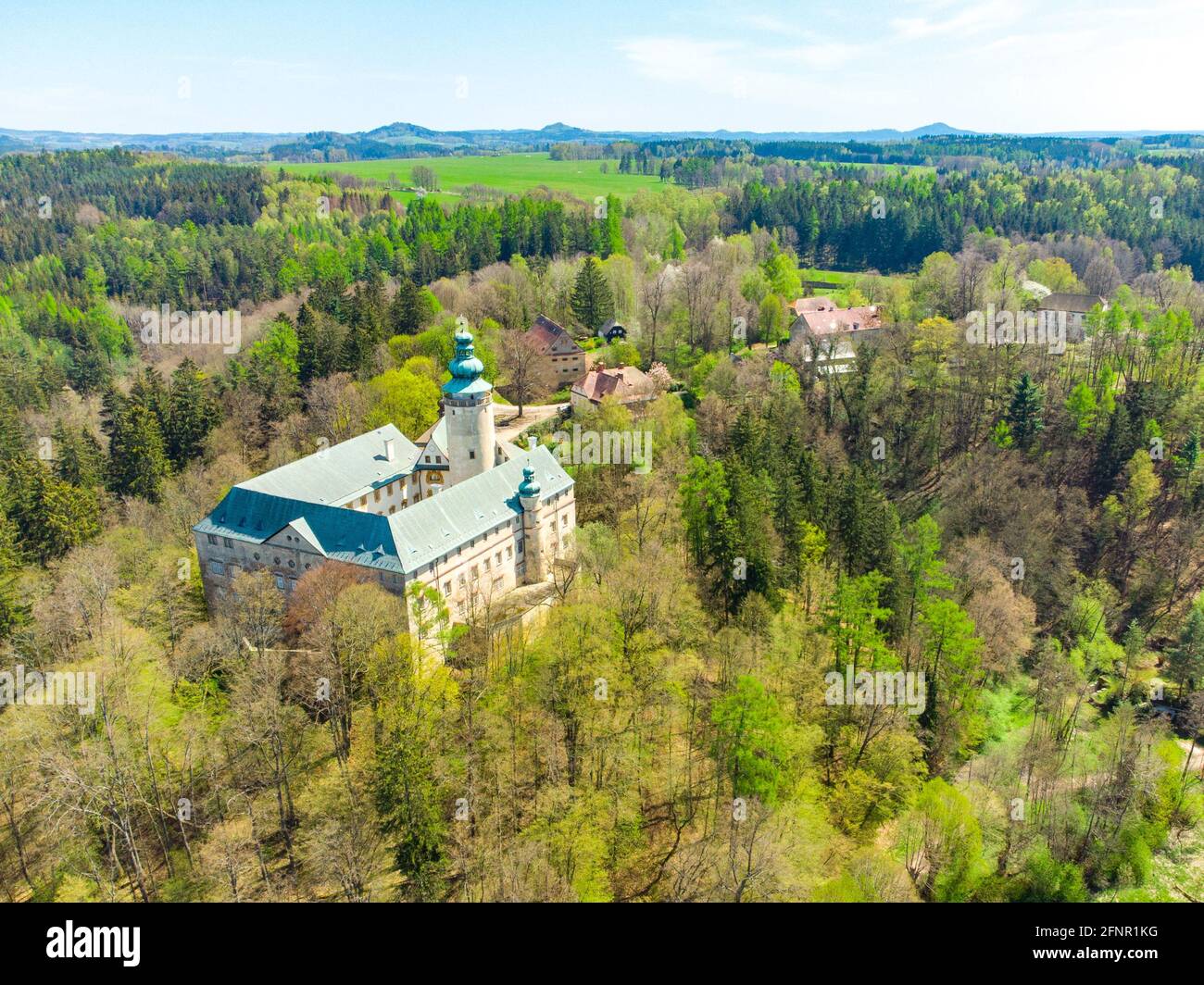 Lemberk Castle aerial view from above Stock Photo - Alamy