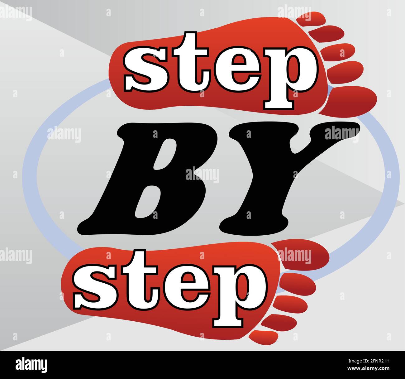 Step by step emblem for workflow presentation with red footprints Stock ...