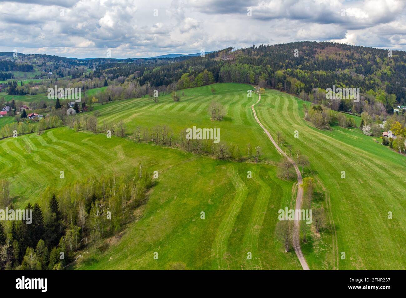 Lush green spring hilly landscape Stock Photo - Alamy