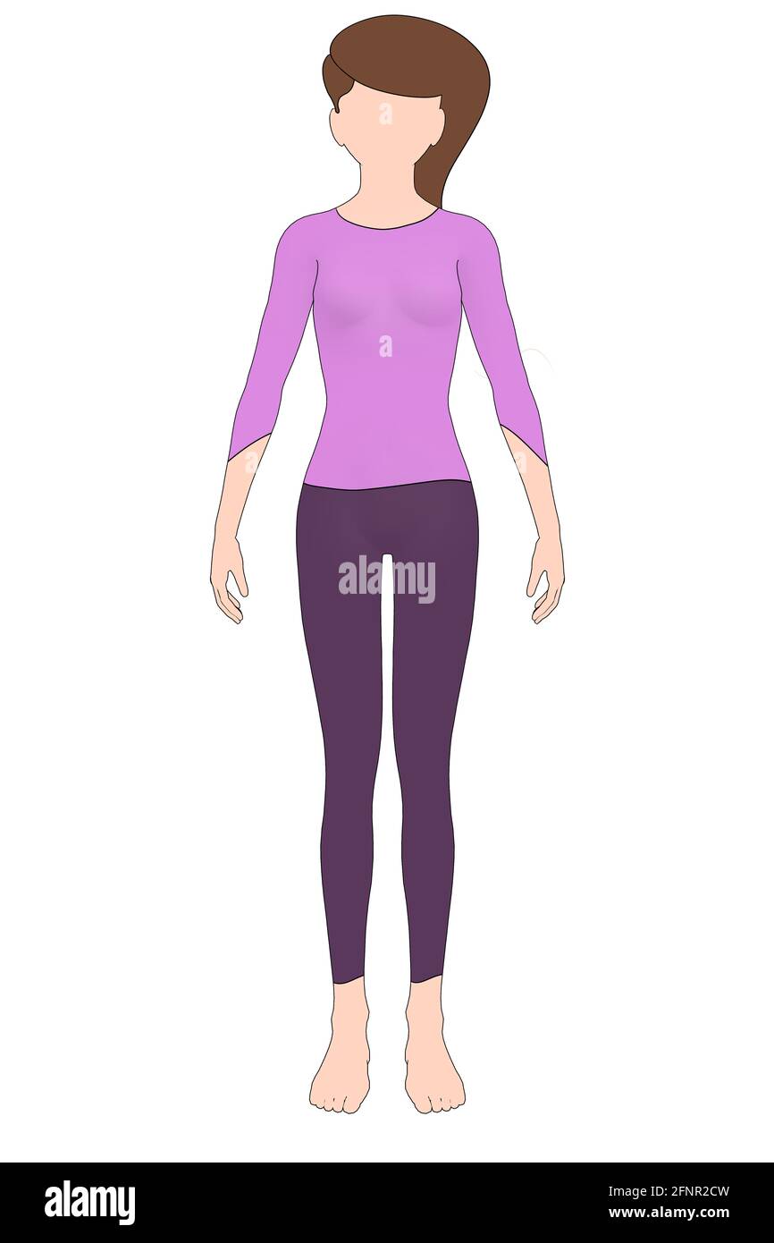 Illustration of a standing thin girl isolated on a white background ...