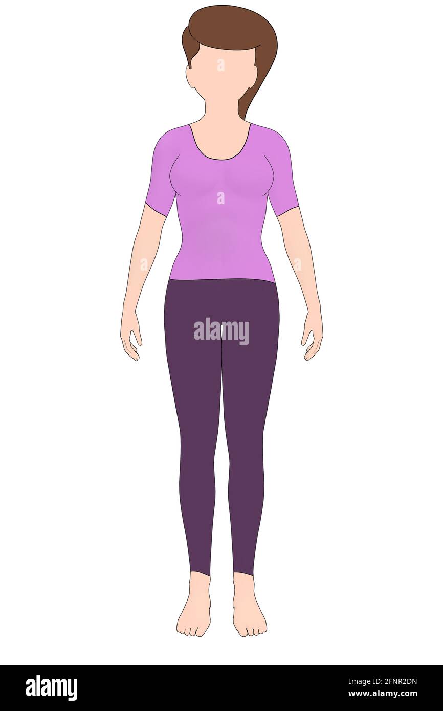 Illustration of a standing thin girl isolated on a white background ...
