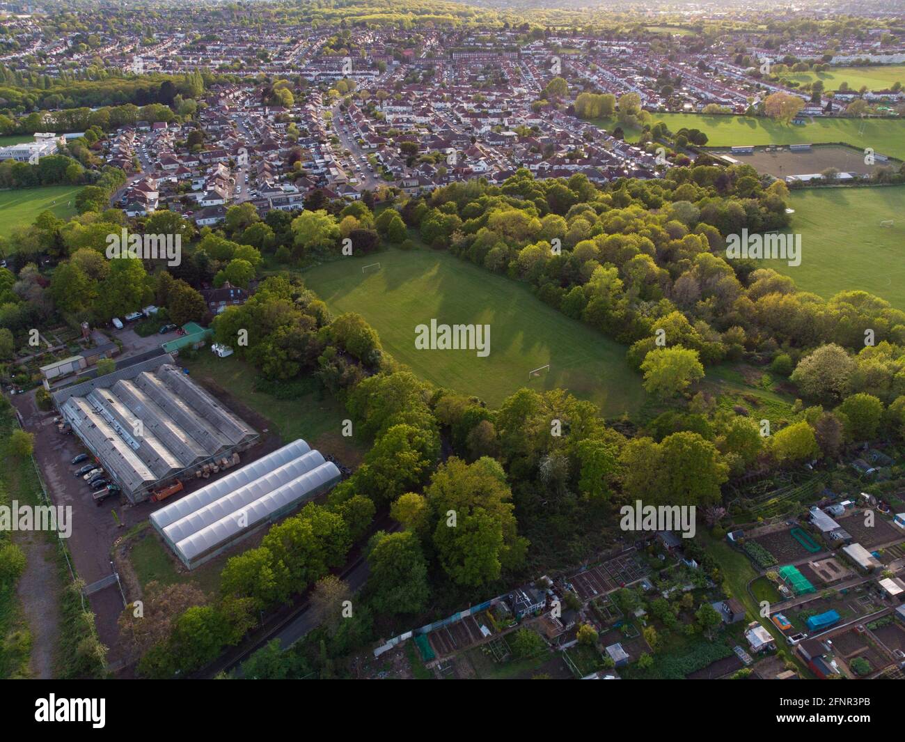 Woodfield Park and West Hendon Allotment Society, Welsh Harp, north london, england Stock Photo ...