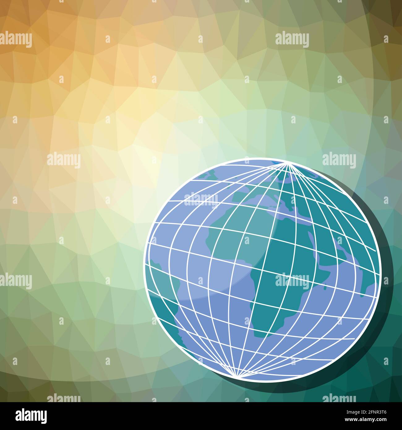 Triangle background in yellow and green with a globe - eastern ...