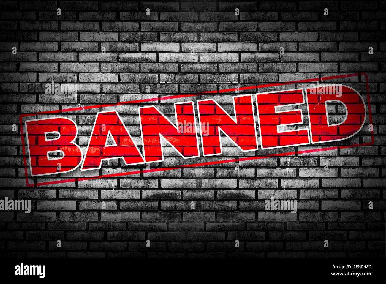 Banned Typography in Red Written on the Gray Wall Background. Modern ...