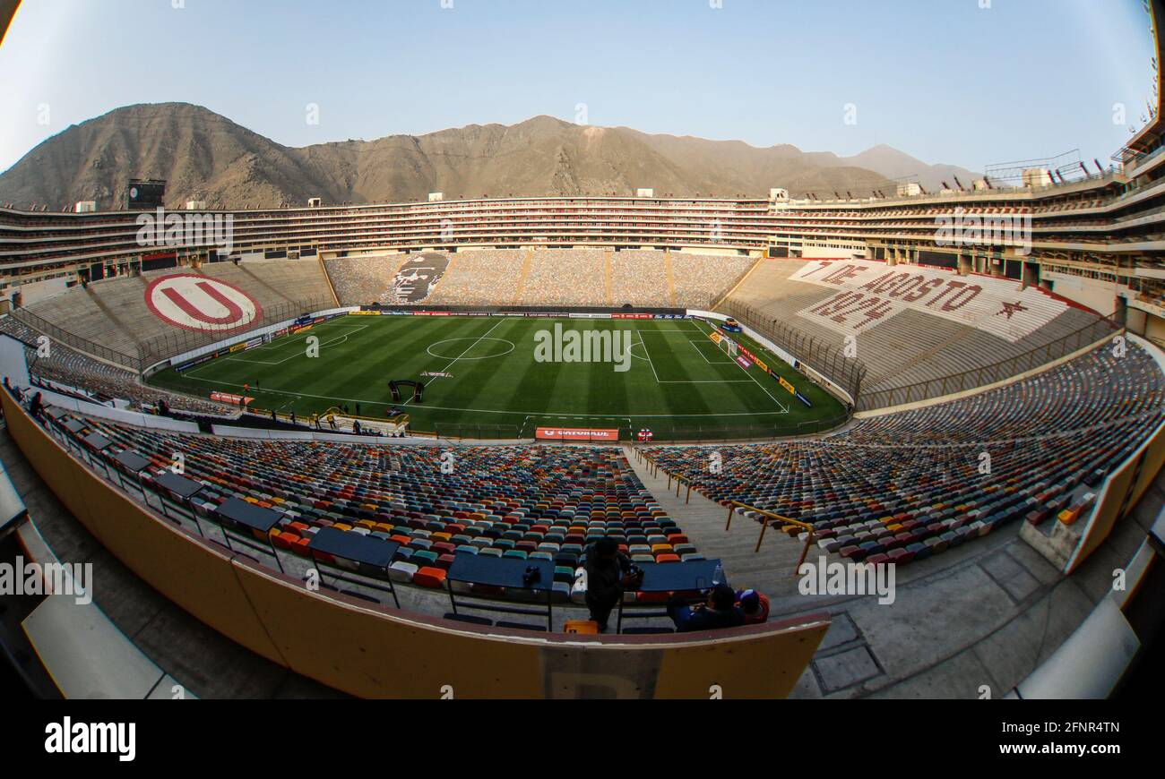 Lima, Peru. 18th May, 2021. Estadio Monumental U before the match ...