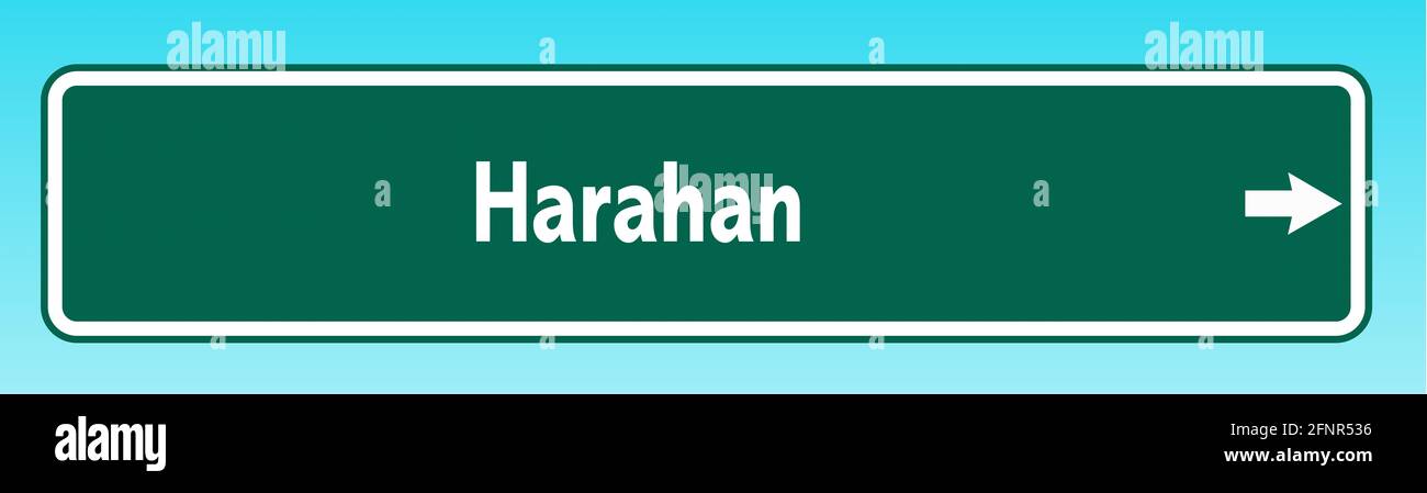 A graphic illlustration of an American road sign pointing to Harahan ...