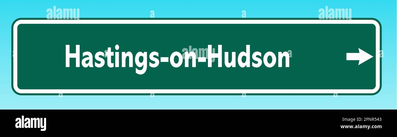 A graphic illlustration of an American road sign pointing to Hastings ...