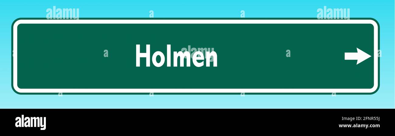 A graphic illlustration of an American road sign pointing to Holmen ...