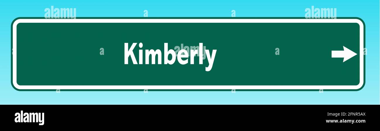 A graphic illlustration of an American road sign pointing to Kimberly ...