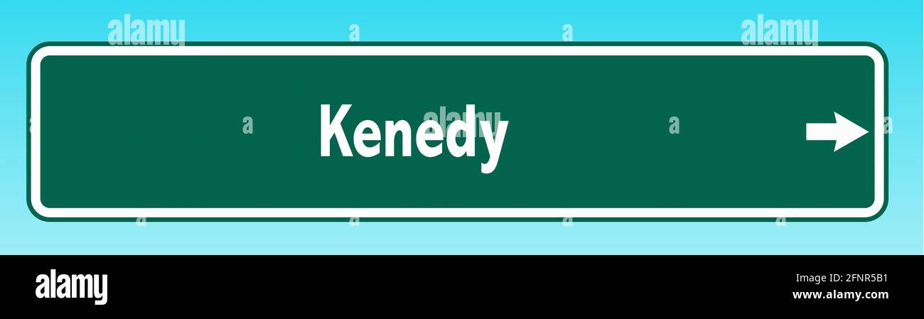 A graphic illlustration of an American road sign pointing to Kenedy ...