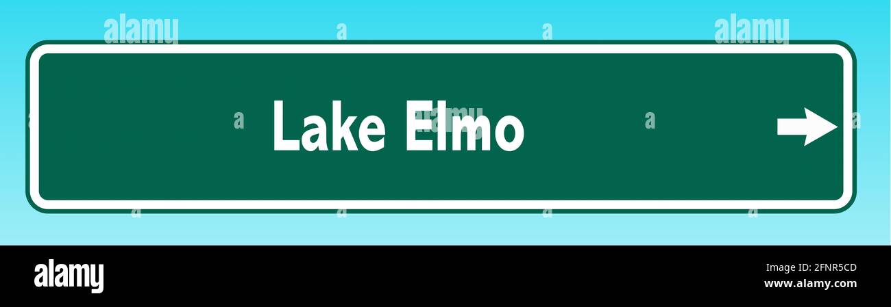 A graphic illlustration of an American road sign pointing to Lake Elmo ...