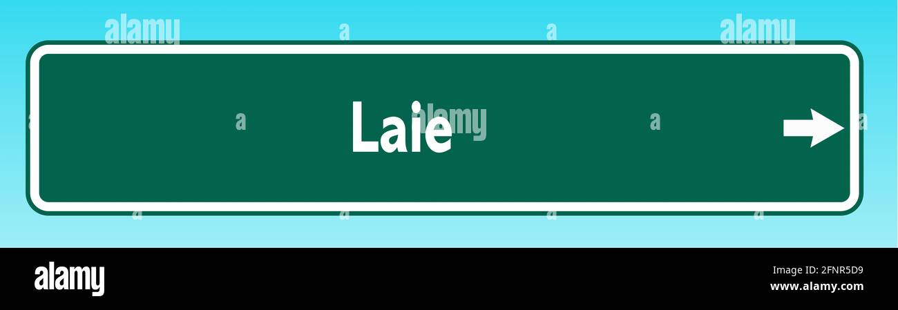 A graphic illlustration of an American road sign pointing to Laie Stock ...