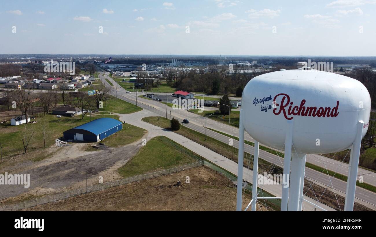Aerial photo of Richmond water tower taken by drone in 4k Stock Photo ...