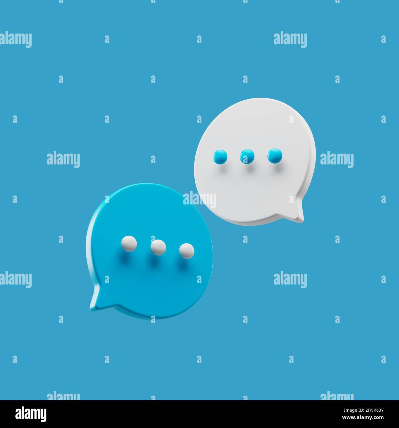 Chat discussion icons simple 3d render illustration isolated on blue ...