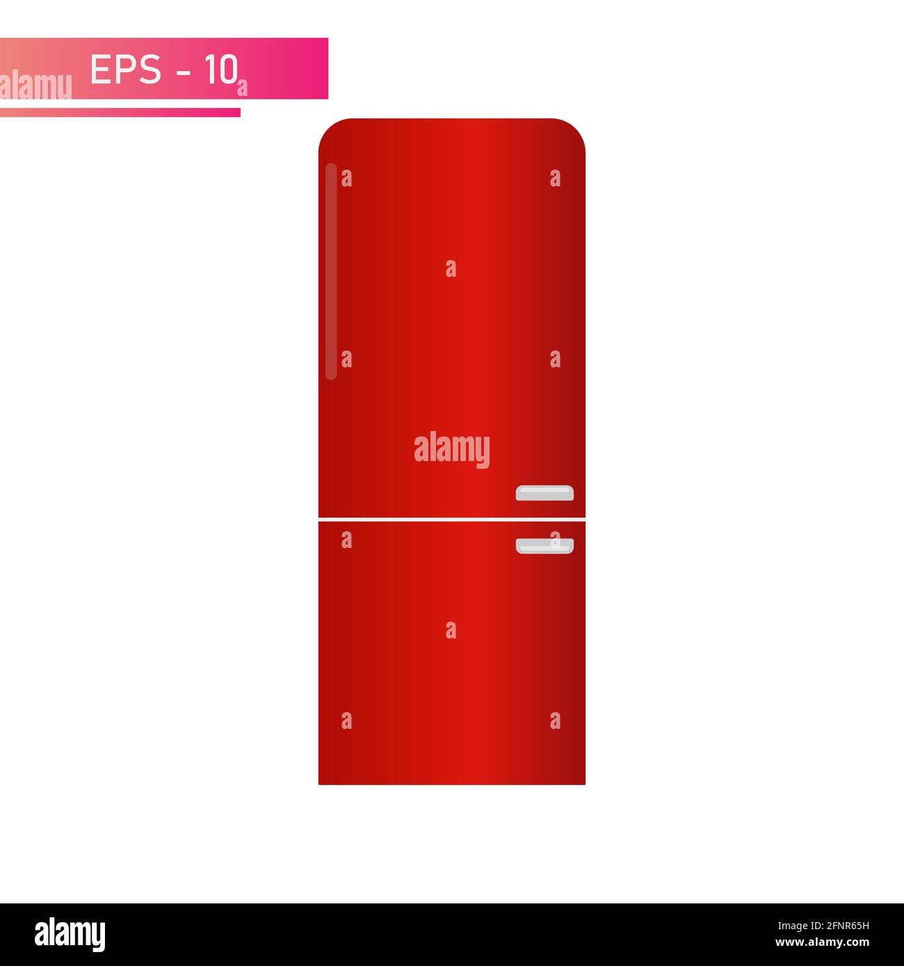 Refrigerator in the old style with two chambers, red color, with a ...