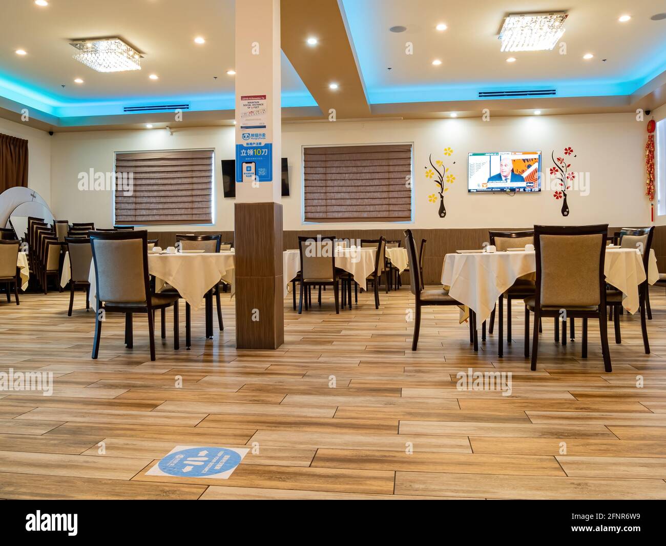 Las Vegas, FEB 2, 2021 - Interior view of an empty asian restaurant ...