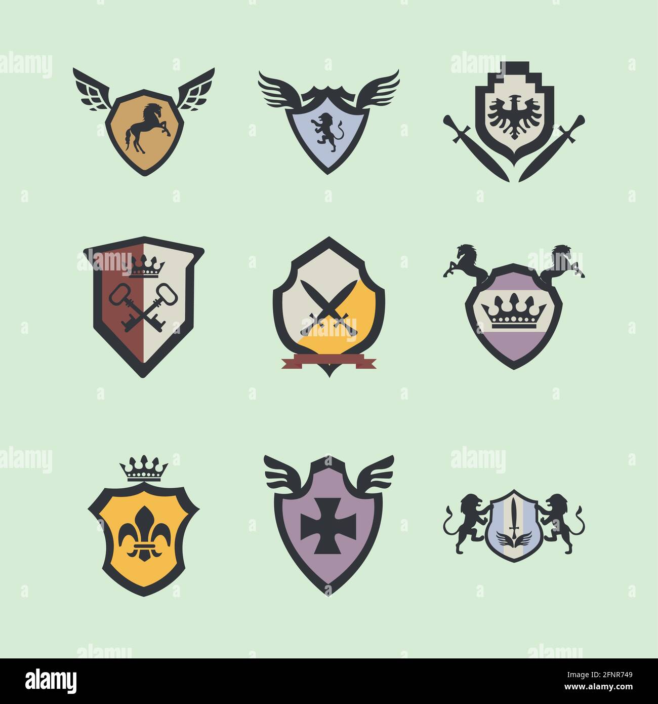 nine coats of arms Stock Vector Image & Art - Alamy
