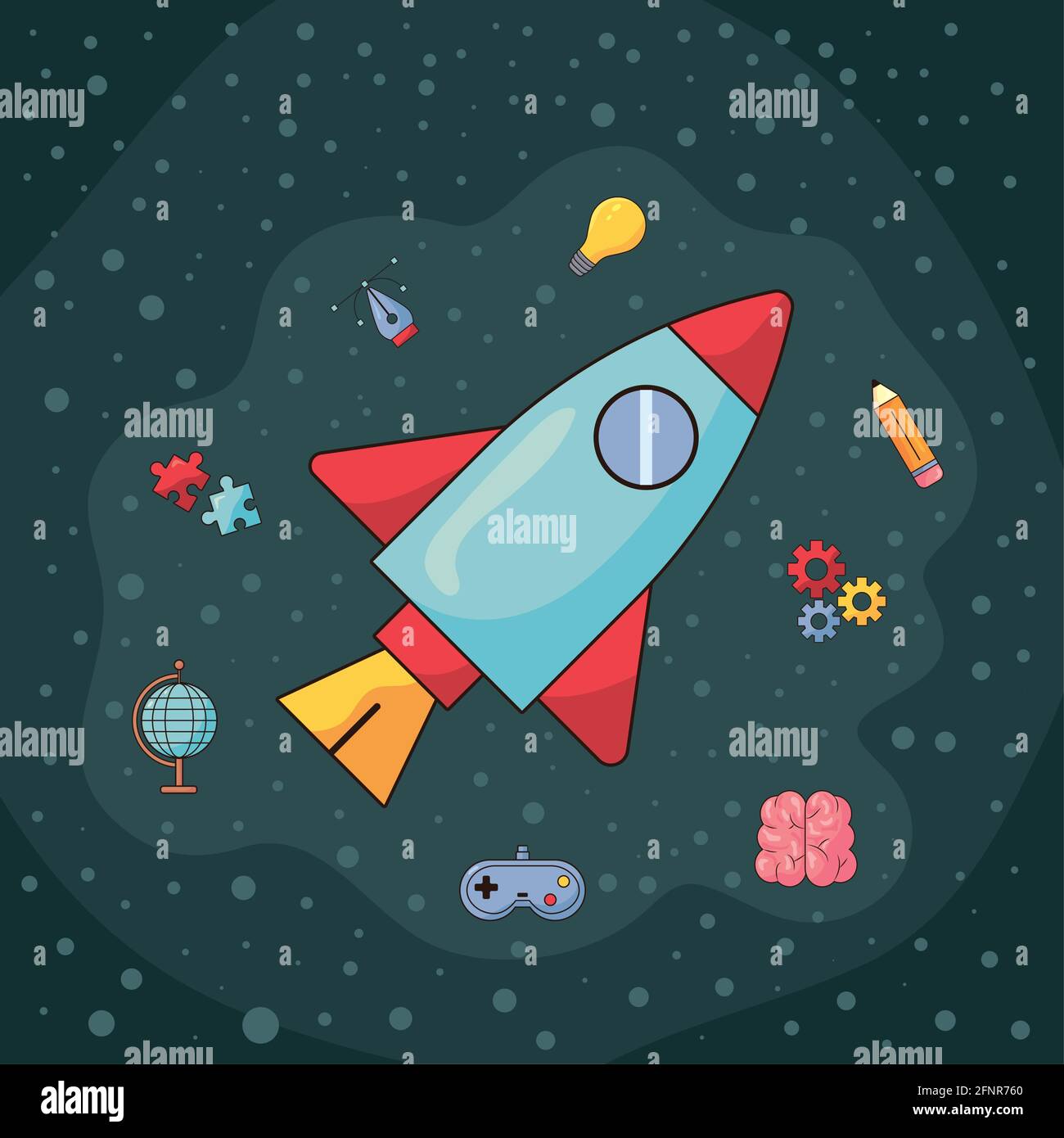 rocket and creative icons Stock Vector Image & Art - Alamy