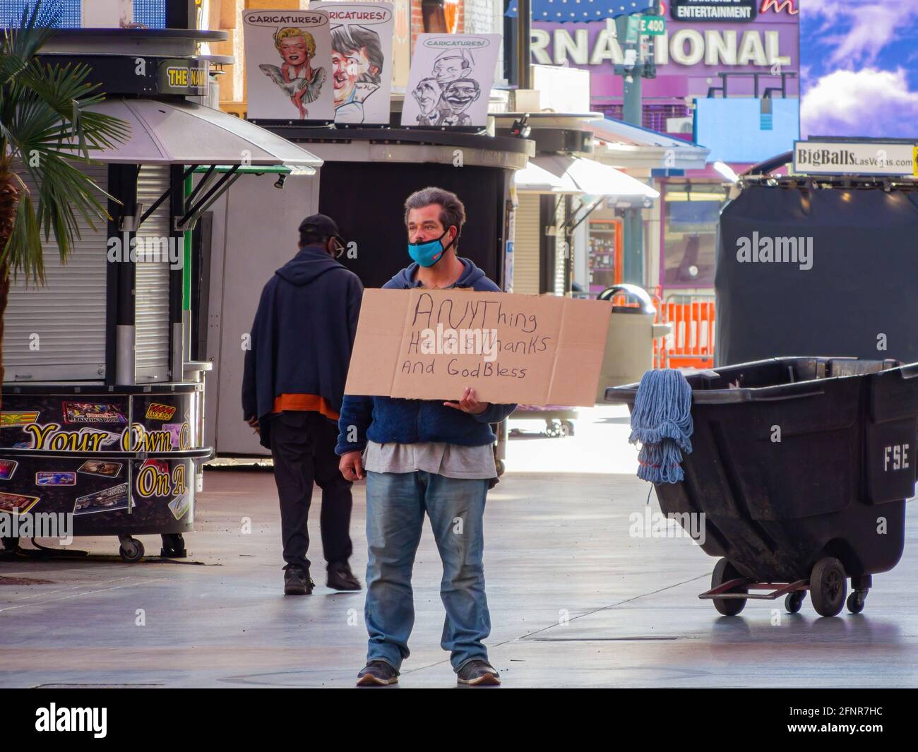 Las Vegas, FEB 15, 2021 - Homeless people asking for help at Fremont ...