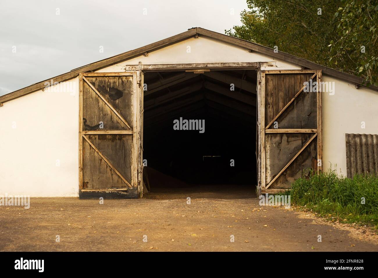 Grain storage silos. Granary with mechanical equipment for receiving ...