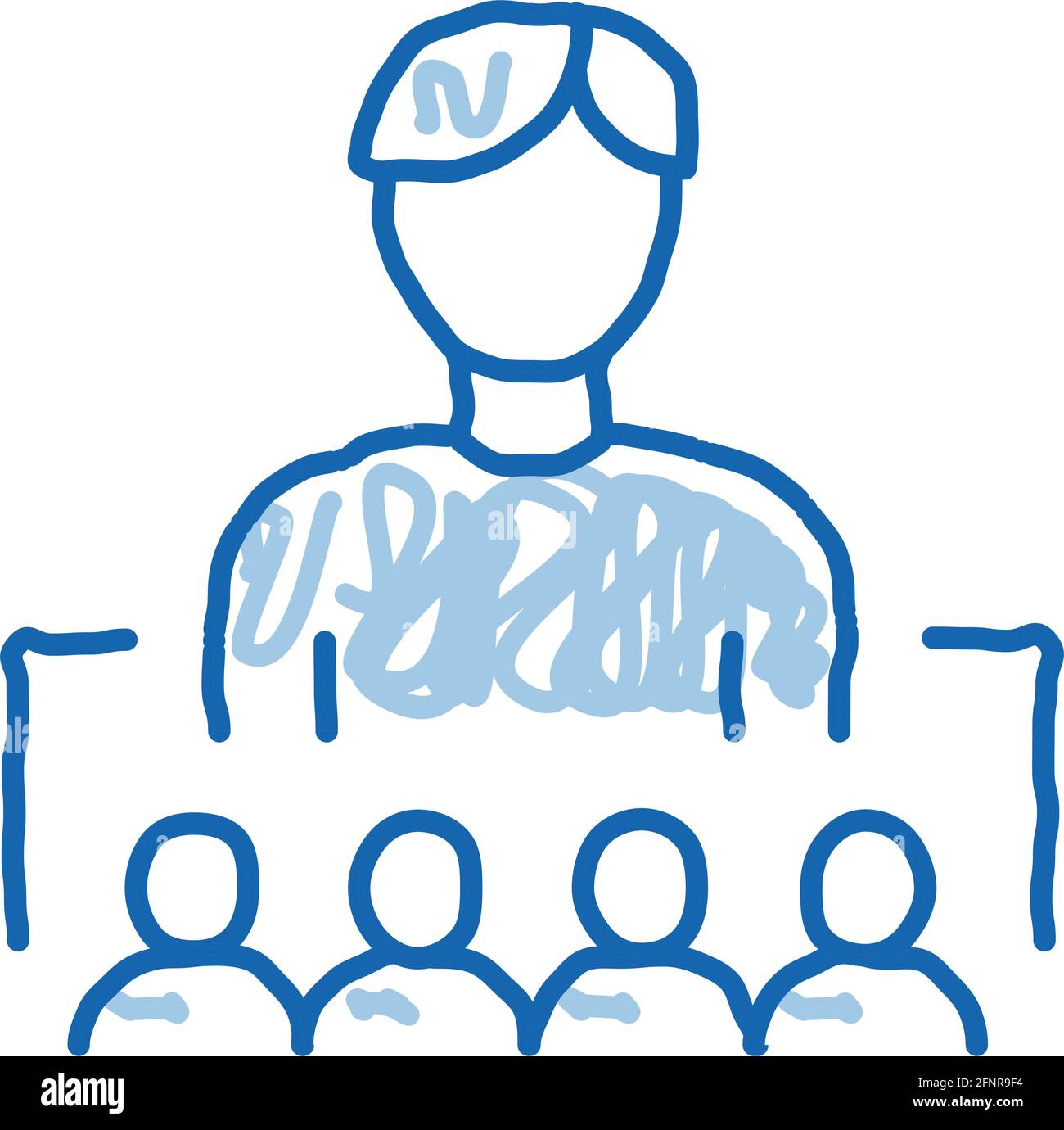 working in team or leadership of administrator doodle icon hand drawn ...