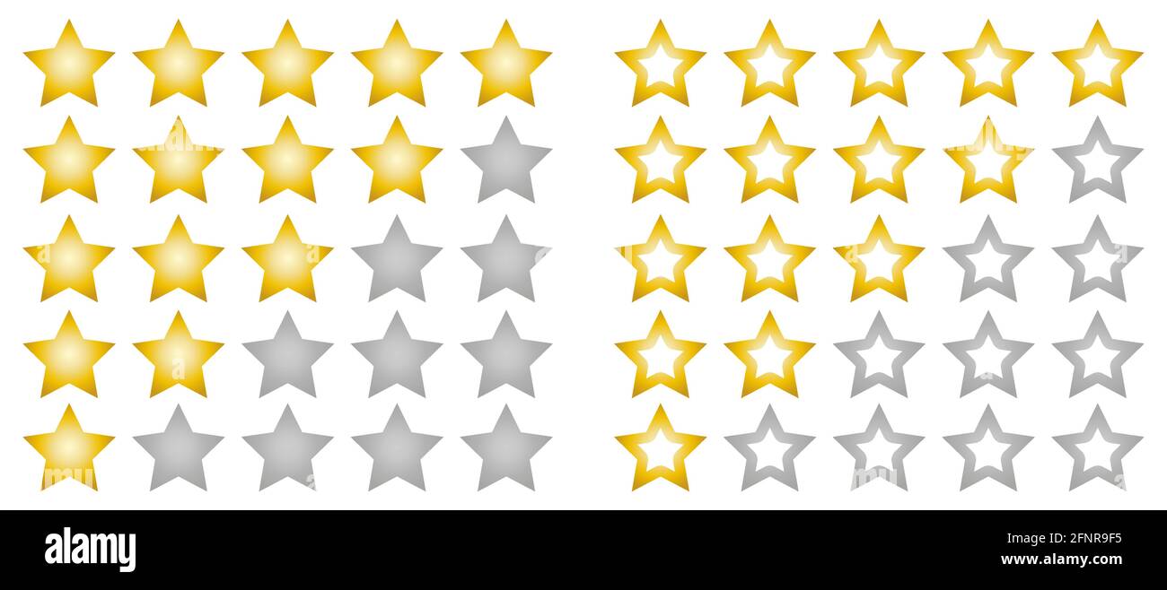 Rating stars gradient vector web ranking star signs. Gold and silver. Star vector icons on white ...