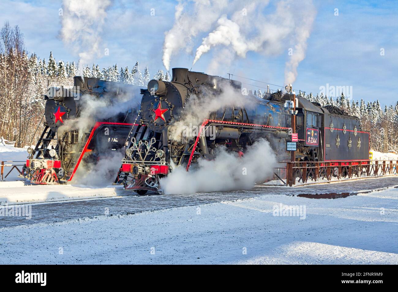Soviet mainline freight steam locomotive L2331 of the USSR. Retro ...
