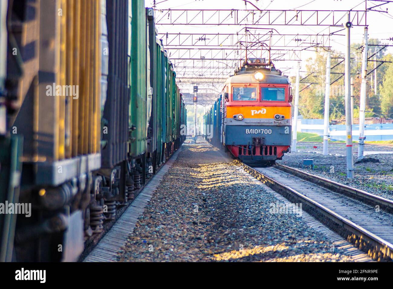 Kemerovo, Russia 27 august 2019. The Russian Railways train travels ...