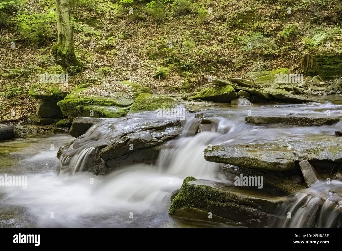 Beautiful view of a river flowing over rocks with long exposure Stock ...