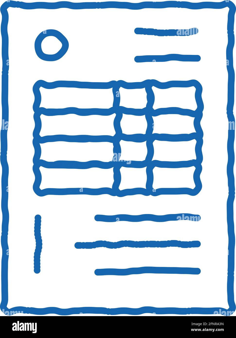 document with table of audit credit and debit doodle icon hand drawn ...