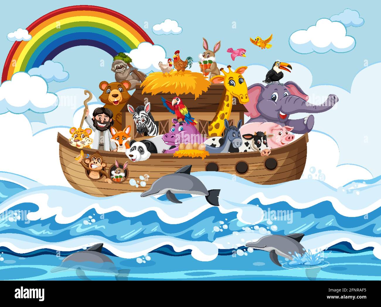 Noah's Ark with animals in the ocean scene illustration Stock Vector Image & Art - Alamy