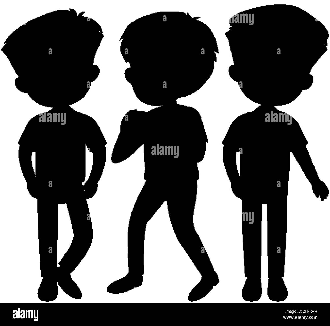 Set of kids silhouette cartoon character illustration Stock Vector ...