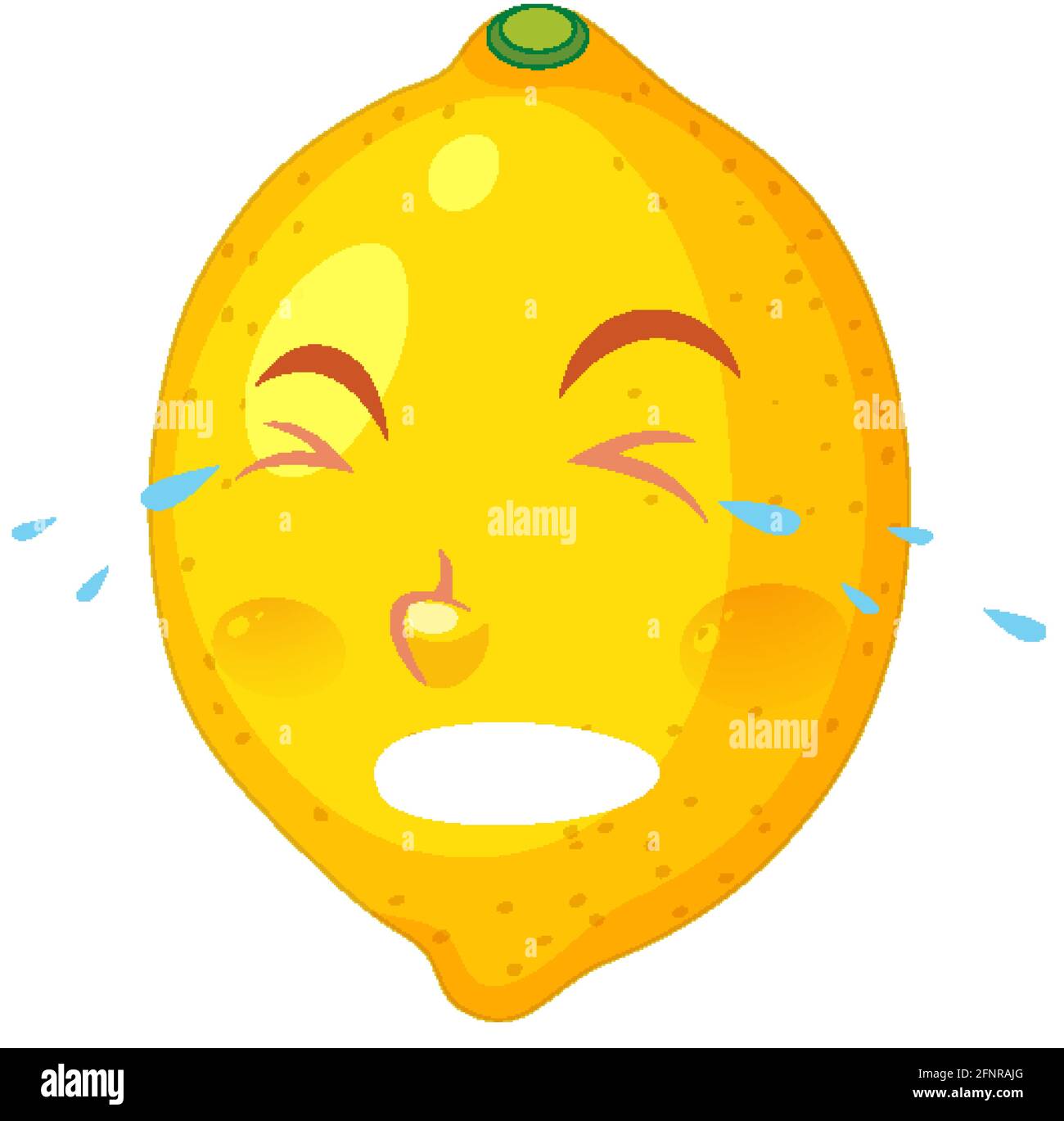 Lemon cartoon character with crying face expression on white background ...
