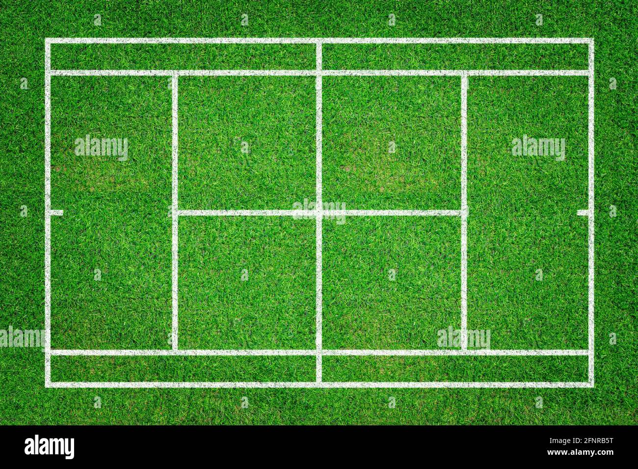 Grass tennis court field with white line pattern. Baseline for sport ...