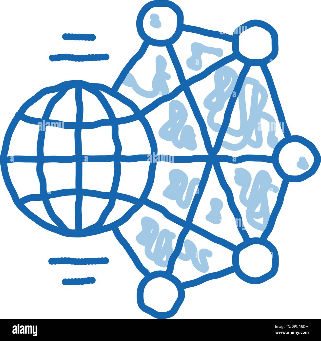 worldwide network machine learning doodle icon hand drawn illustration ...