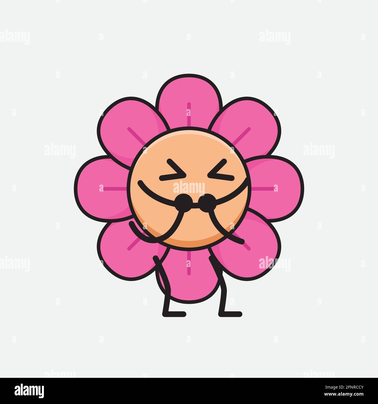 Vector Illustration of Flower Character with cute face, simple hands ...