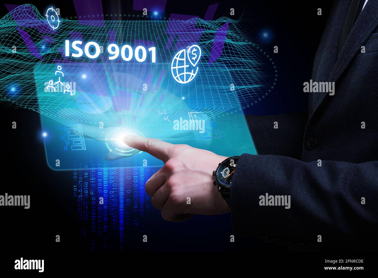 Business, Technology, Internet and network concept. Young businessman ...