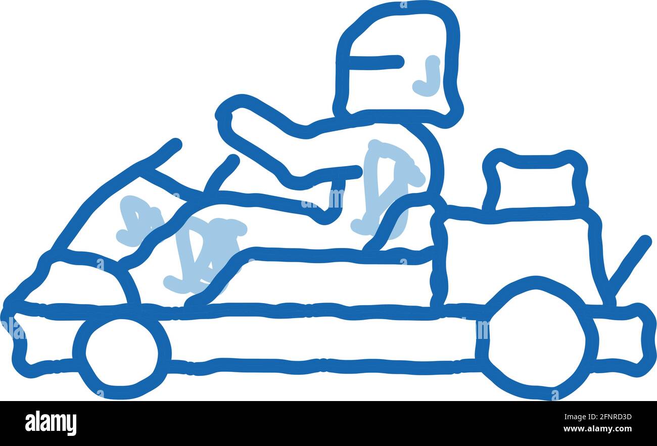 driver driving kart doodle icon hand drawn illustration Stock Vector ...